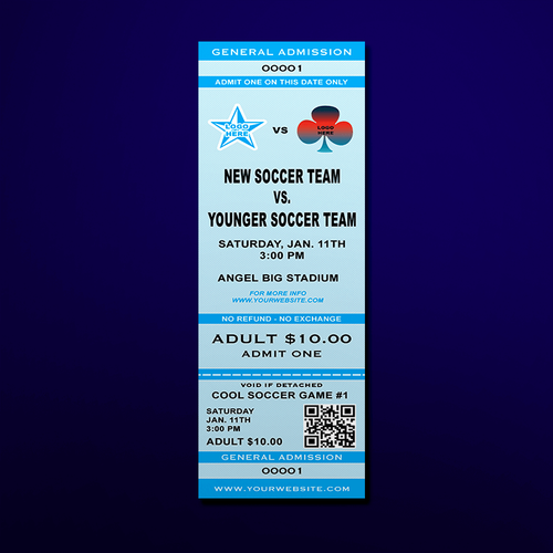 Game Season Event Ticket with QR Code Design | Drawingfyi