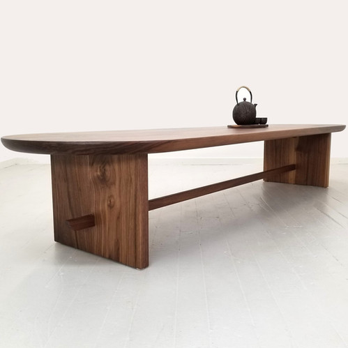 Walnut bespoke coffee table- Trestle base | NeutraKitchen