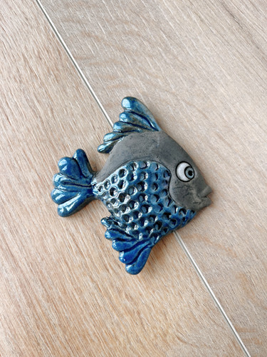 Raku-Fired "Small Fish" Blue | Fish by Fire | Jennifer's of NS
