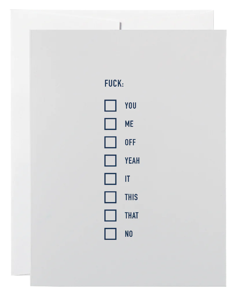 F*** List Card | Classy Cards | Jennifer's of NS
