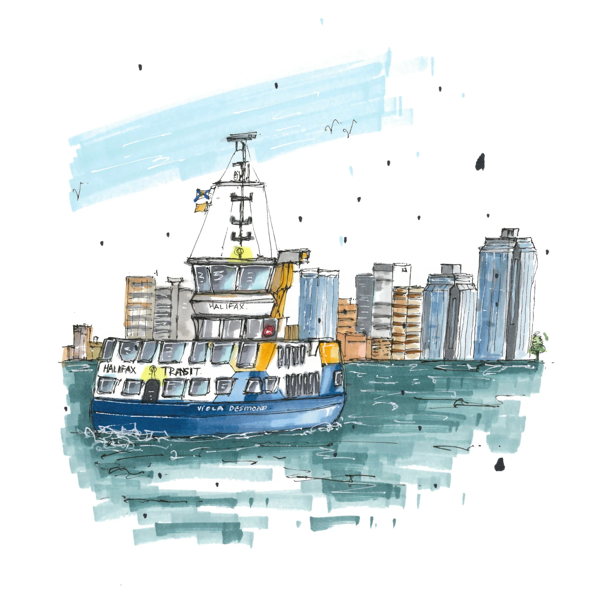 Halifax Ferry | Downtown Sketcher | Jennifer's of NS