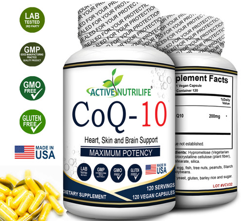 Coenzyme Q-10 200mg Antioxidant, Heart Health Support 120 Capsules ...