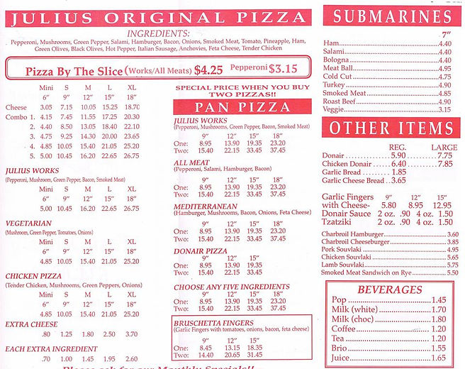 MENU | juliuspizza