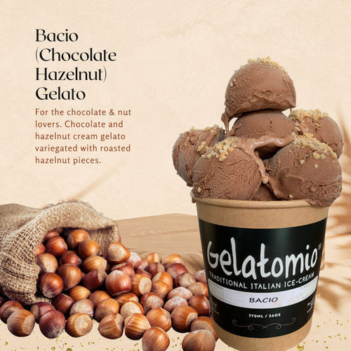 Bacio (Chocolate Hazelnut) Gelato 770ml | Gelatomio Shop
