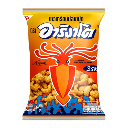 Arigato Cuttlefish Crackers Mix Spices 50g. | Smile Thai Minimart
