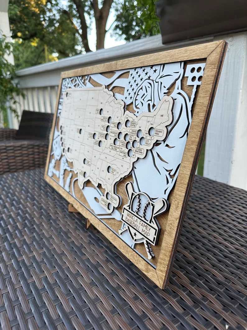 USA MLB Pro Baseball Stadium MapTracker | Tntcustomlaserdesign