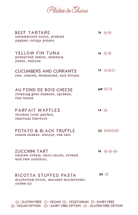 Menu | Dear Friend Bar