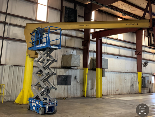 Gorbel 1 Ton Freestanding Base Mounted Jib Crane, 18'-0" Span x 15'-6 ...