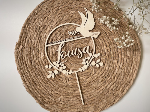 Cake Topper mit Taube - personalisiert im Eukalyptus-Ring | Noels ...