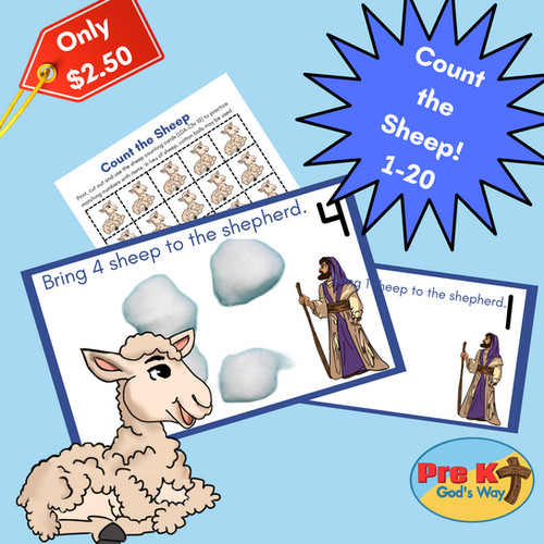 Counting Cards- Count the Sheep, Numbers 1-20 | Pre K God's Way