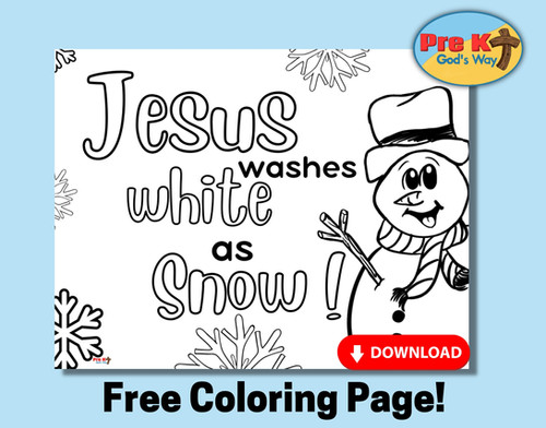 Coloring Page-Jesus Washes White as Snow | Pre K God's Way