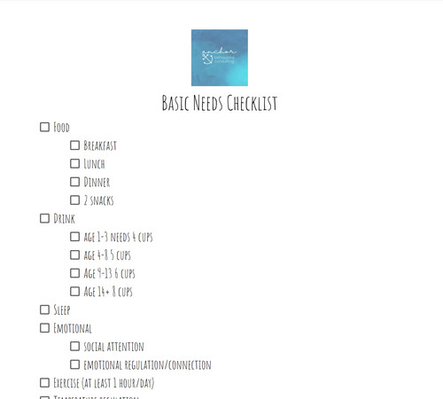 Basic Needs Checklist | My Site