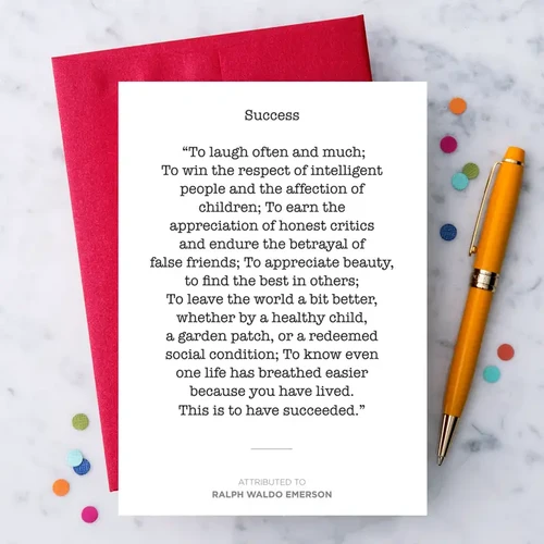 Success - Emerson Quote Greeting Card | Magpie