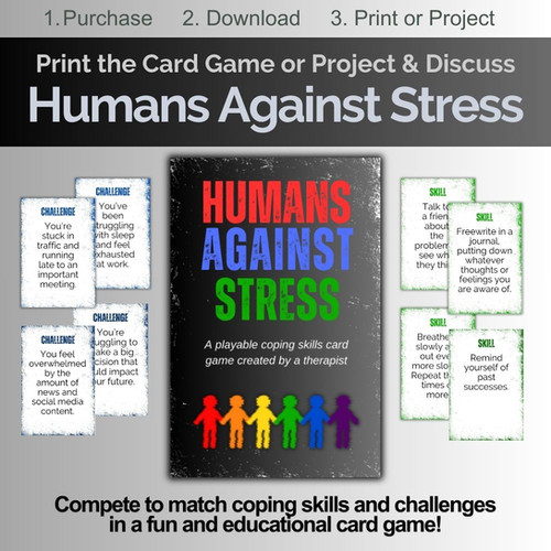 Humans Against Stress Therapy Card Game | Coping Skills Cards ...