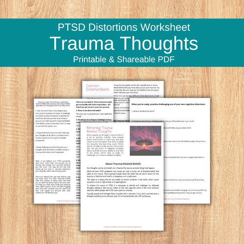 Reframing Trauma Thoughts | CBT Worksheet | PTSD Worksheet |CBT ...