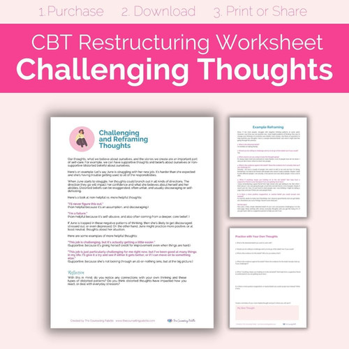 Changing Thoughts/CBT Worksheet | Counseling Palette