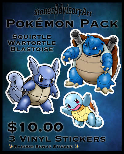 Stoner Advisory Art Pokemon Water Starters Sticker Pack | My Site