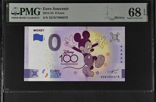 0 Euro Disney Banknotes - Mickey Mouse (7,250 Printed Notes) - PMG 68 ...