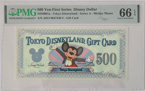 500 Yen "A Series" Mickey First Series Disney Dollar - PMG 66 Gem Unc ...