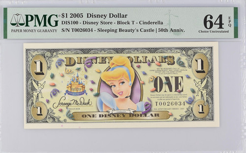 2005 Cinderella Disney Dollar $1.00 - PMG 64 Choice Uncirculated EPQ ...