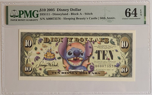 2005 A Series $10 Stitch Disney Dollar - PMG 64 EPQ | JNP Disney