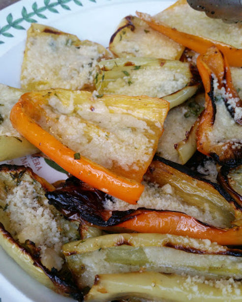 Grilled Gypsy Peppers with Parmesan Cheese
