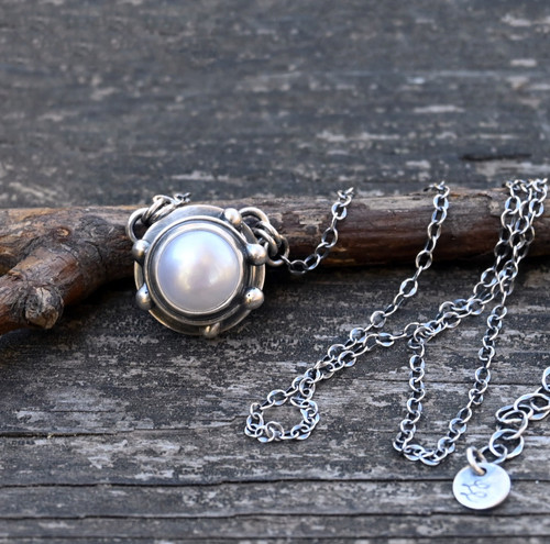 White fresh water pearl sterling silver bramble necklace | Lisa's Lovelies