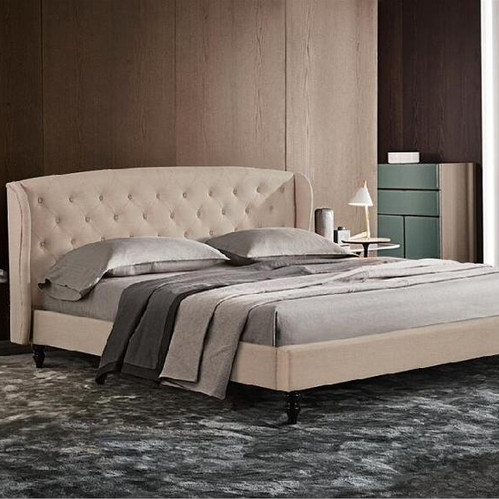 Cream Fabric Bed Frame | Haddavs | حداد ڤي اس