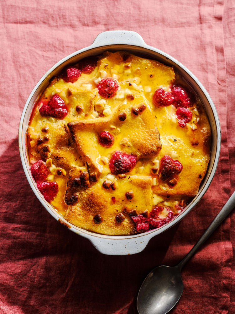 White Chocolate & Raspberry Bread & Butter Pudding