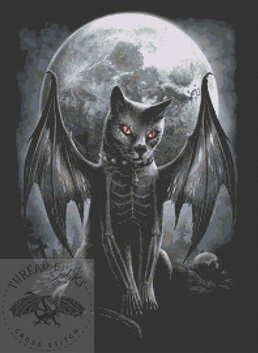 Vamp Cat Counted Cross Stitch Kit | Thread Geeks