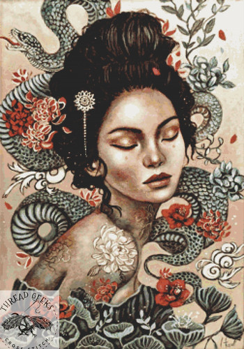 Geisha Counted Cross Stitch Chart - Ingrid Tusell | Thread Geeks