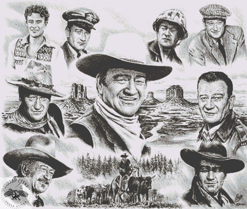 John Wayne Collage Counted Cross Stitch Chart | Thread Geeks
