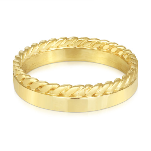 Half plain half twisted gold wedding band | Kattouf1907