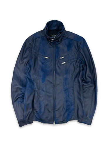 Tornado Mart Blue Gradient Multi-Zip Biker Jacket | ArchiveThreads