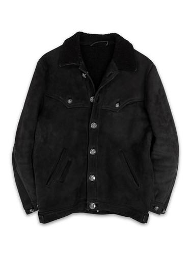 Chrome Hearts ‘Claw’ Button Suede Fleur Shearling Lined Jacket ...