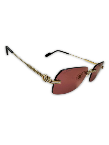Cartier Gold Wire Frame Rimless Red Tint Sunglasses | ArchiveThreads