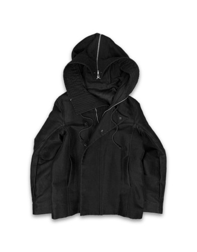 AW09 Rick Owens ‘Exploder’ Black Split Hood Parka Jacket | ArchiveThreads