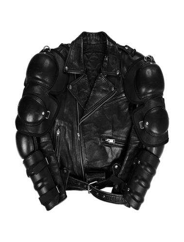 00s Kadoya ‘Battle Suit’ Armoured Black Leather Biker Jacket ...