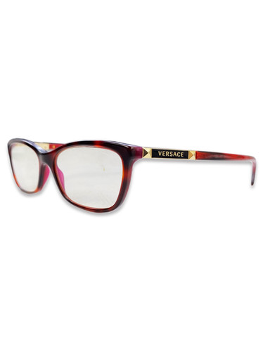 Versace Blood Red Metallic Rounded Frame Glasses | ArchiveThreads