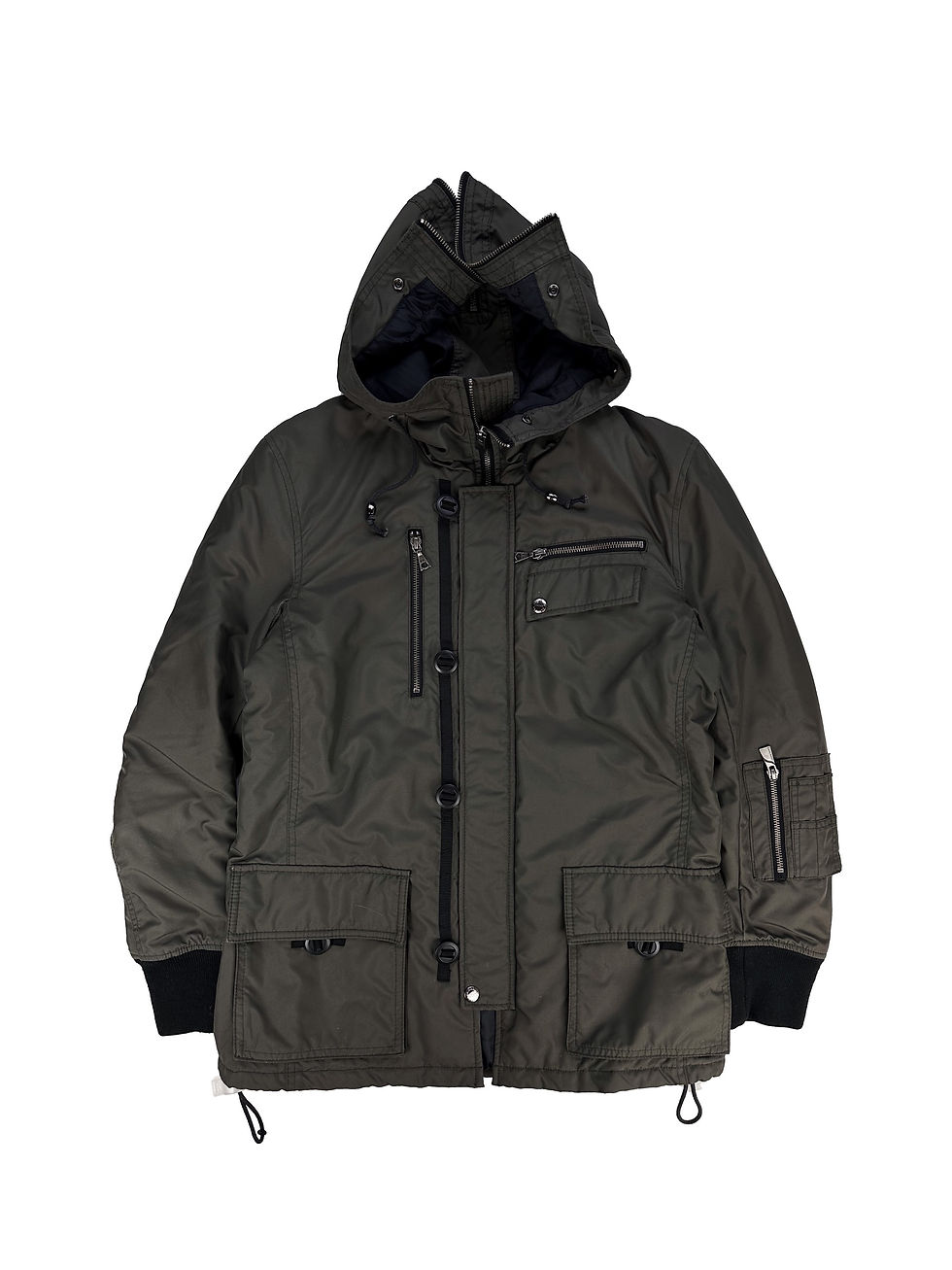 00s Katharine Hammett Slate Grey Split Hood Cargo Jacket | Archive Threads