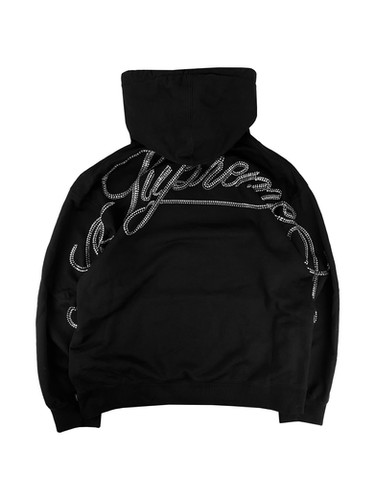 Supreme Swarovski Crystal Cursive Logo Heavyweight Hoodie | ArchiveThreads