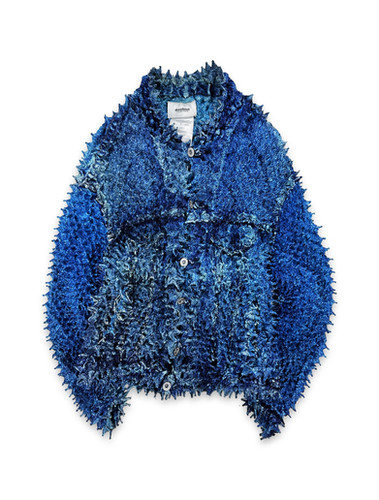 AW22 Doublet ‘Shibori’ Porcupine Spike Denim Print Jean Jacket ...