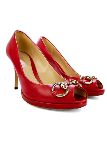 Gucci Cherry Red Metallic Leather High Heels | ArchiveThreads