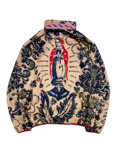 FW22 Kapital ‘Virgin Mary’ Damask Full-zip Fleece Jacket | ArchiveThreads