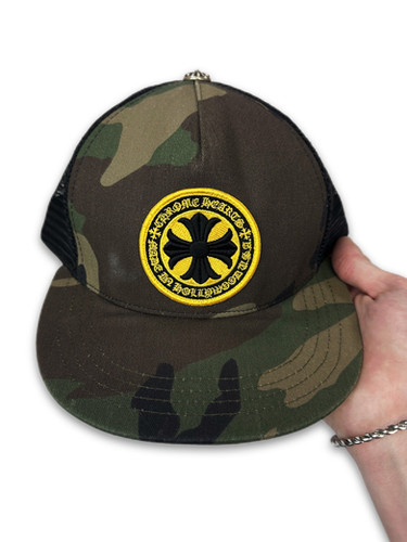 Chrome Hearts Camo Cross Patch Holly Mesh Trucker Hat | ArchiveThreads
