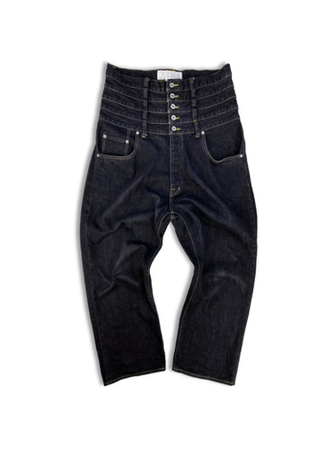FW12 Ganryu ‘Quintuple Waistband’ Stacked Wide Cut Denim | ArchiveThreads
