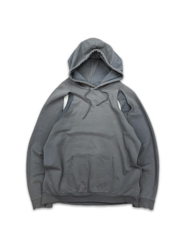 SS06 Raf Simons ‘Icarus Surgit’ Cut Out Slit Washed Hoodie | ArchiveThreads