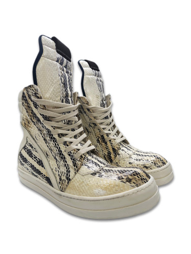 SS22 Rick Owens ‘Painted’ Python Skin Geobasket Sneakers | ArchiveThreads