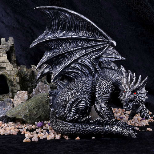 Obsidian Dragon Figurine 25cm | Earthly Creations