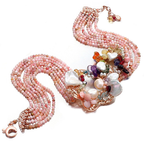Choker opale rosa e quarzi multicolor - Red Carpet | Marako.net